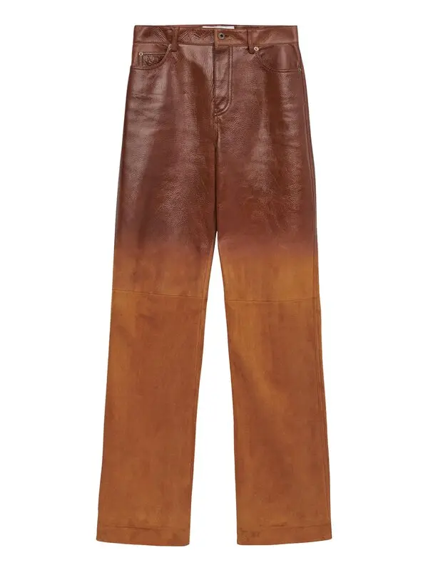 Loewe Lambskin-suede Straight Trousers - Brown