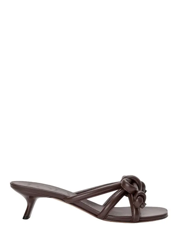 Loewe Leather Flamenco Knot Mules - Brown