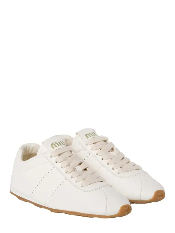 Miu Miu Nappa Leather Plume Sneakers - Neutral