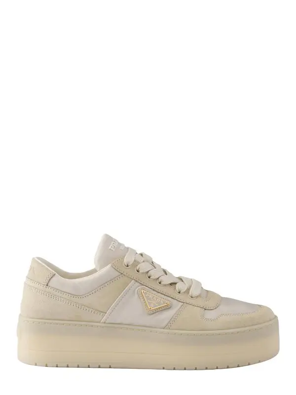 Prada Re-nylon And Suede Downtown Bold Sneakers - Neutral