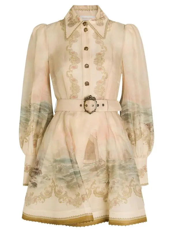 Zimmermann Printed Linen-blend Mini Shirt Dress - Multicoloured 1