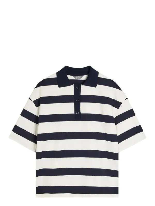 Max Mara Striped Jersey Polo Top - Blue