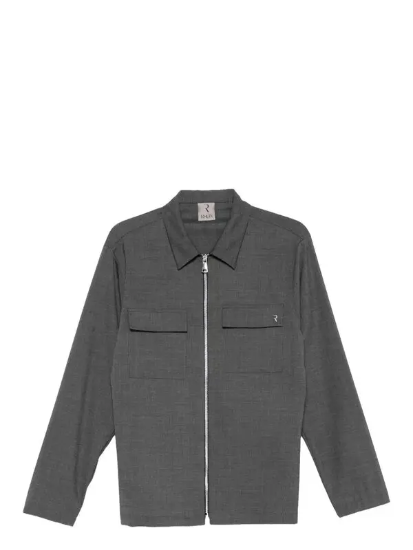 RHUN Zip-fastening Patch-pocket Shirt - Grey