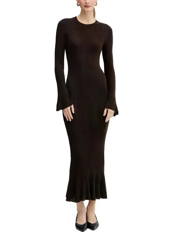Luisa Spagnoli Madignano Bell-cuff Ribbed Maxi Dress - Brown