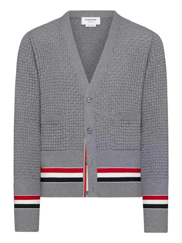 Thom Browne Striped Trim Cardigan - Grey