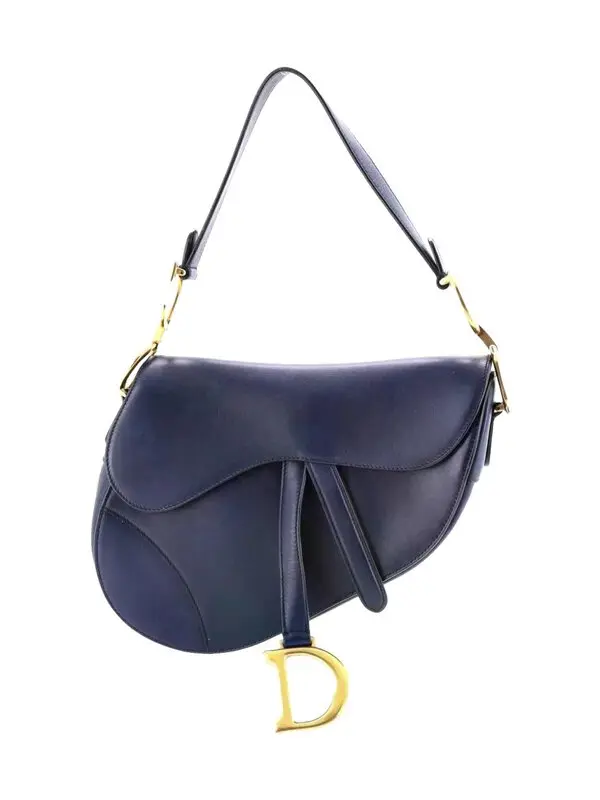 Dior Saddle Handbag Leather Medium Shoulder Bag - Blue