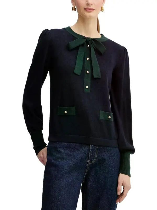 Luisa Spagnoli Bow Buttoned Sweater - Blue