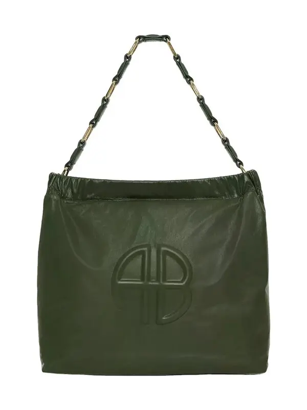 ANINE BING Kate Embossed Chain Shoulder Bag - Green