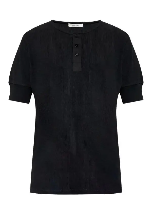 LEMAIRE Short-sleeve Henley T-shirt - Black