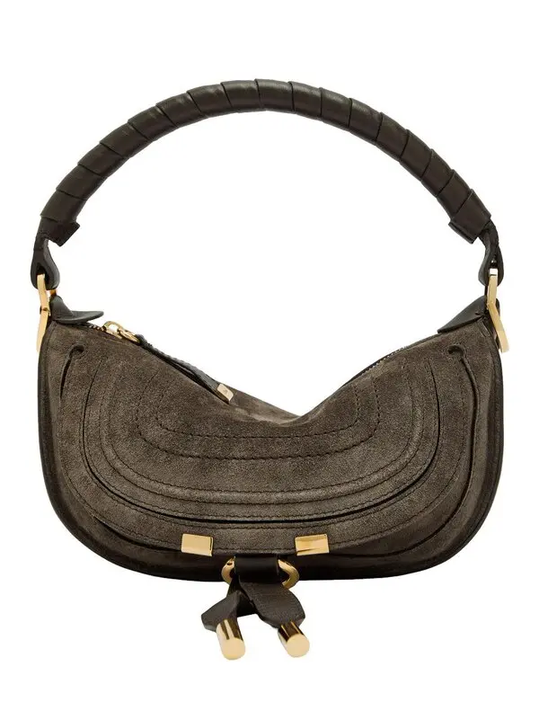 Chloé Marcie Small Suede Shoulder Bag - Dark Brown