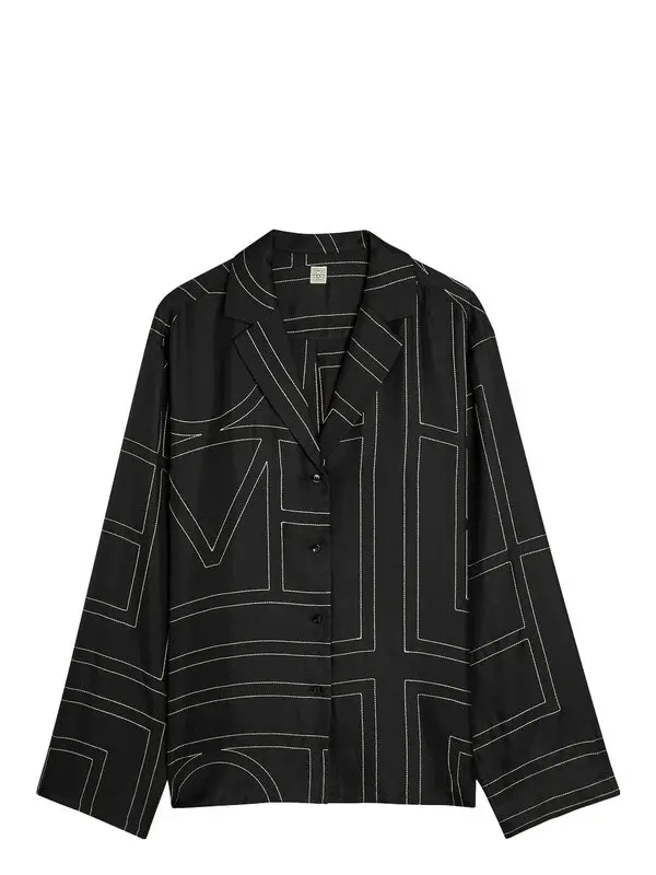 TOTEME Logo-embroidered Silk-satin Shirt - Black
