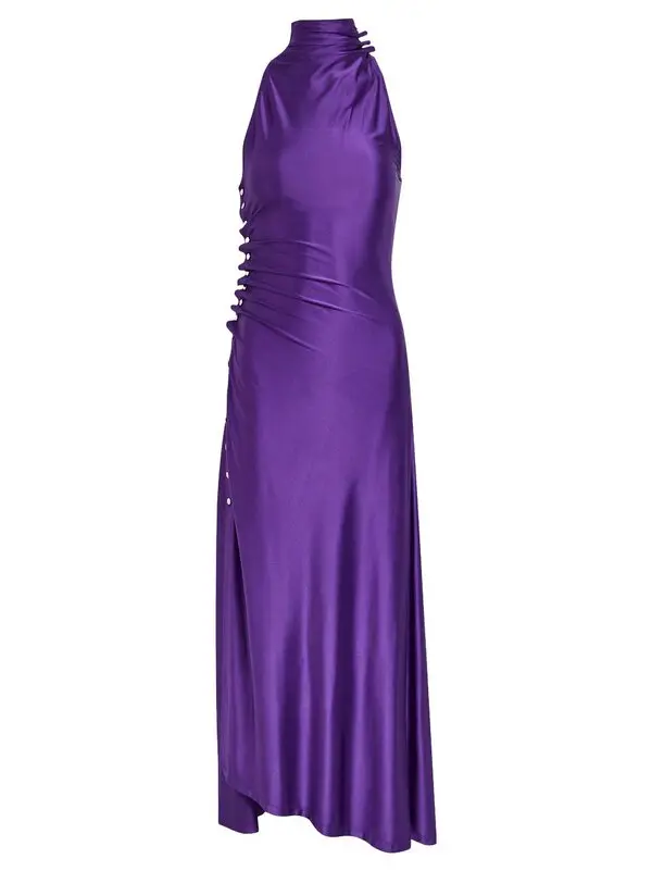 Rabanne Ruched Asymmetric Maxi Dress - Violet