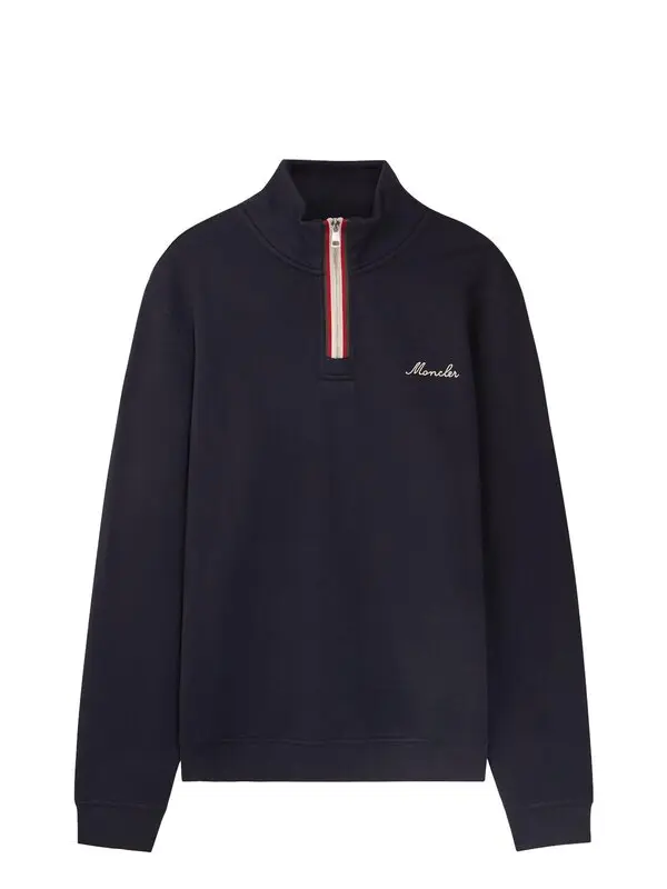 Moncler Logo-embroidered Cotton-blend Sweatshirt - Navy