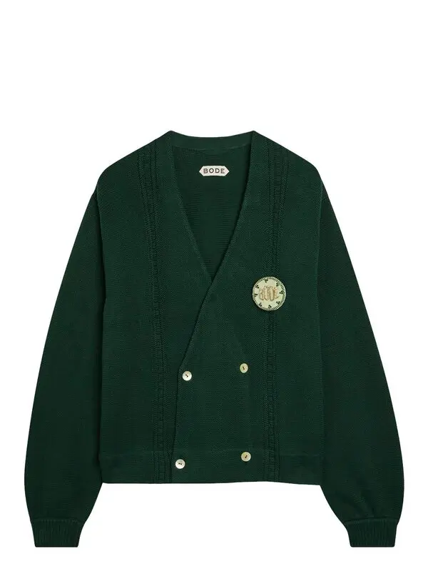 BODE Double-breasted Cotton Cardigan - Dark Green