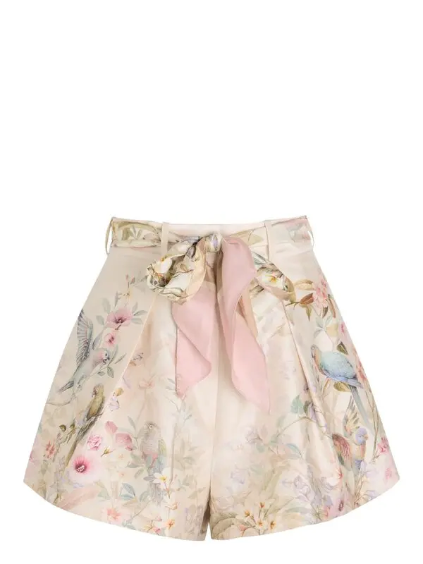 Zimmermann Floral-print Silk-blend Shorts - Cream