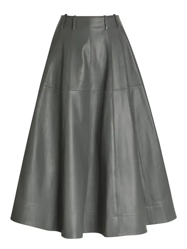ARMARIUM Fiamma Leather Midi Skirt - Grey