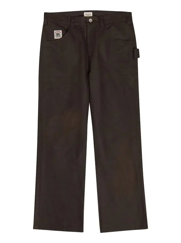 BODE Knolly Brook Straight-leg Waxed Cotton Trousers - Brown