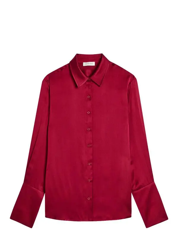 ANINE BING Amanda Silk-blend Shirt - Burgundy