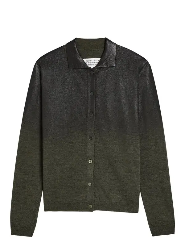 MAISON MARGIELA Coated Wool-blend Cardigan - Dark Green