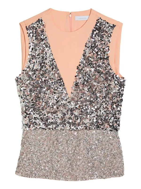 Rabanne Sequin-embellished Satin Top - Silver