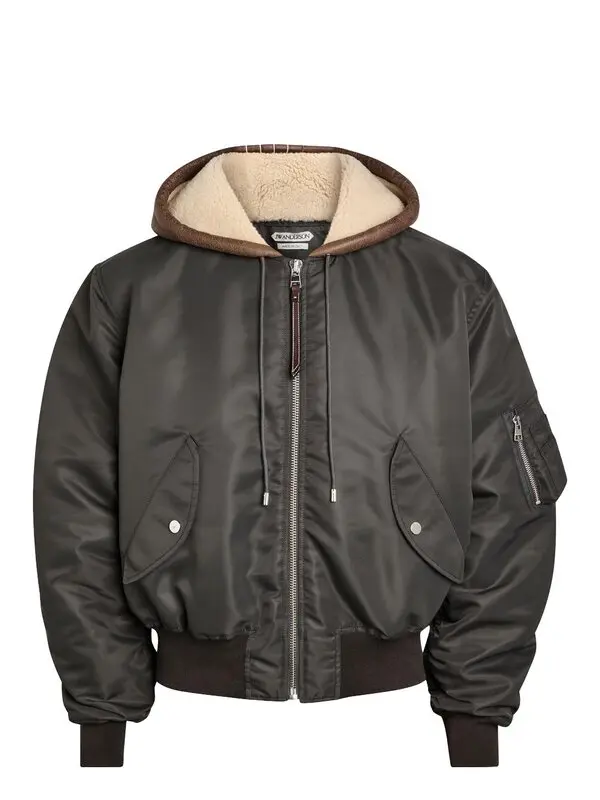 JW Anderson Quilted Hooded Nylon Bomber Jacket - Khaki