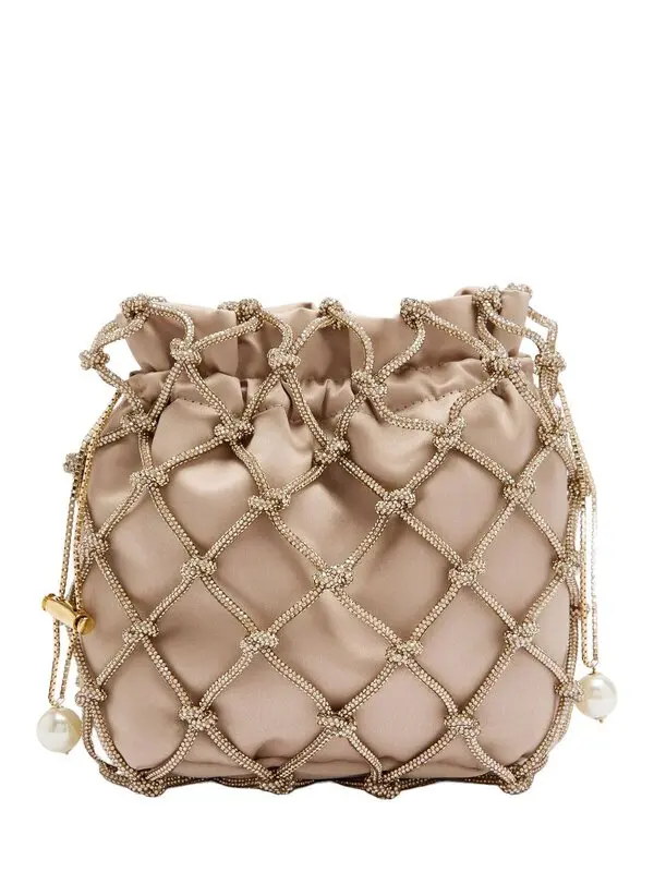 Rosantica Selene Capri Crystal-embellished Drawstring Bag - Light Pink