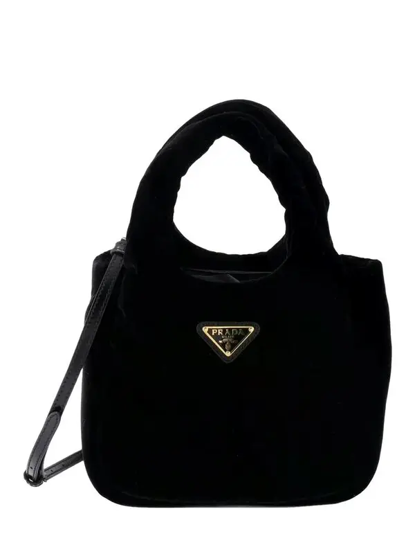 Prada Padded Soft Velvet Mini Tote Bag - Black