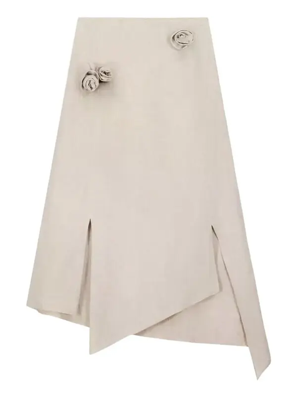 Coperni Floral Detail Asymmetric Midi Skirt - Beige
