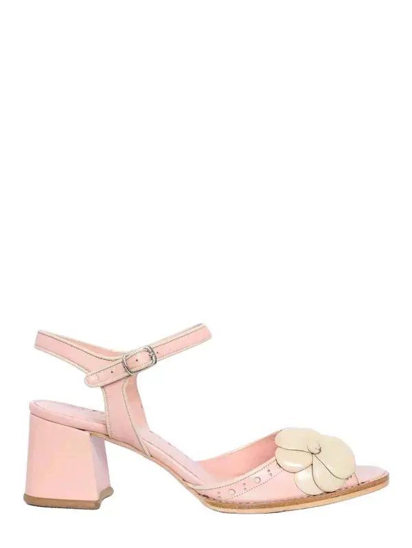 STUDIO CHOFAKIAN Garden Flower Appliqué Sandals - Pink