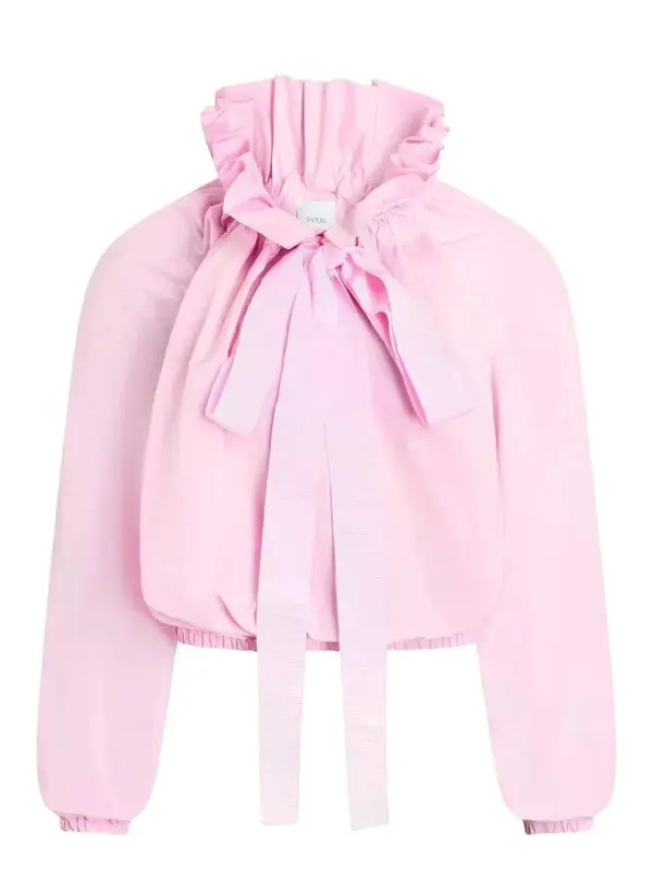 Patou Ruffled Tie-neck Top - Pink