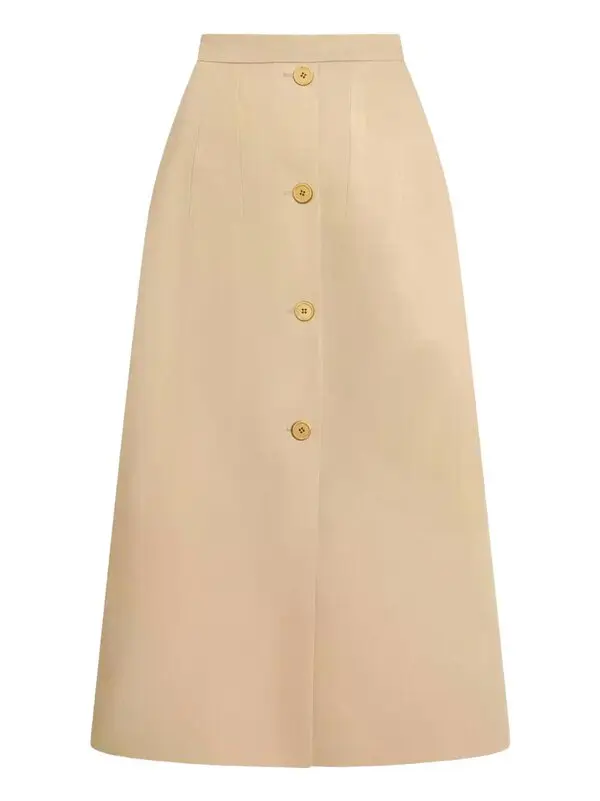 Patou Button-fastening Midi Skirt - Neutrals