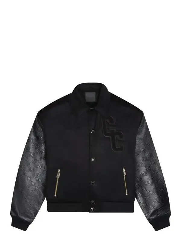 PLACE OF ËLMS Embossed-sleeve Embroidered Jacket - Black