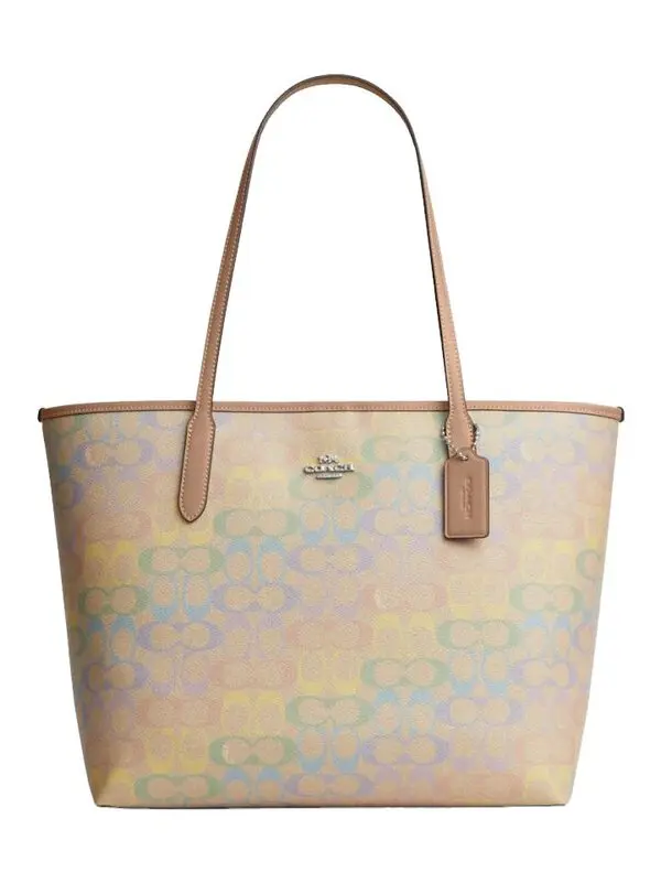 COACH® City Tote Bag In Signature Canvas - Signature Canvas/silver