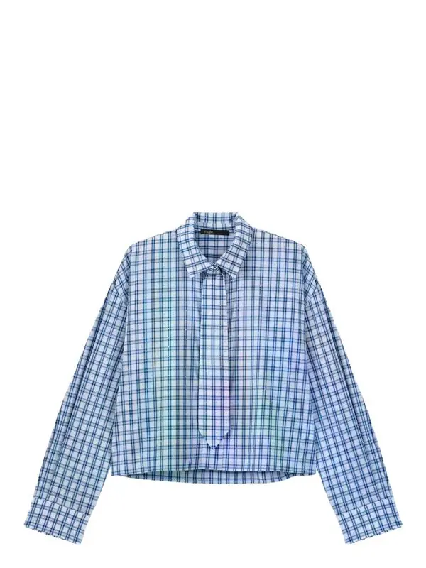 Maje Embellished Check Shirt With Removable Tie - Blue