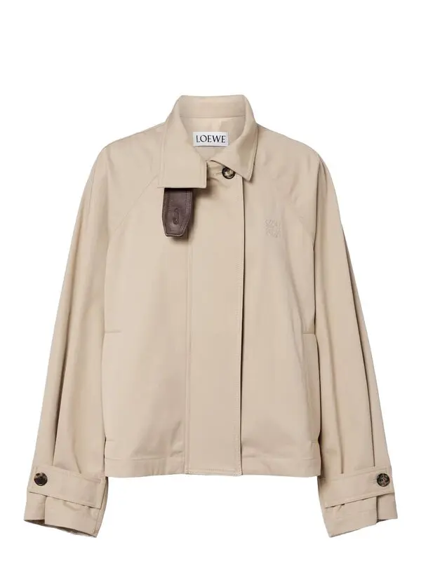 Loewe Leather-trimmed Cotton And Silk Jacket - Beige