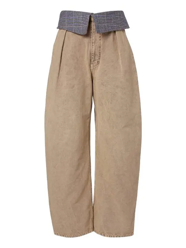Loewe Wool-trimmed Barrel-leg Jeans - Beige