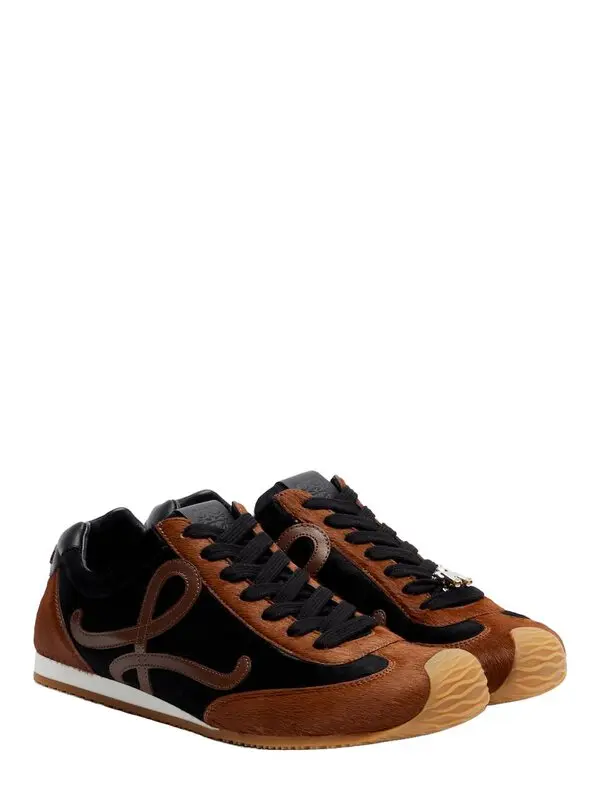 Loewe Ballet Runner 2.0 Leather-trimmed Calf Hair Sneakers - Brown