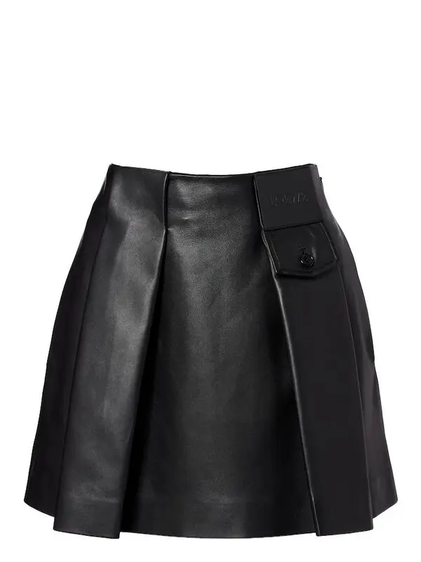 Loewe Pleated Leather Miniskirt - Black