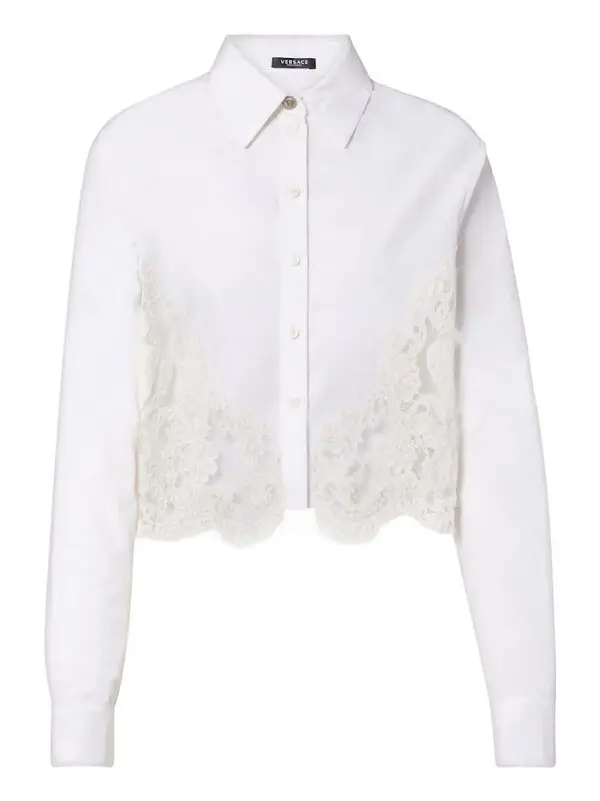 Versace Lace-trimmed Cotton Poplin Shirt - White