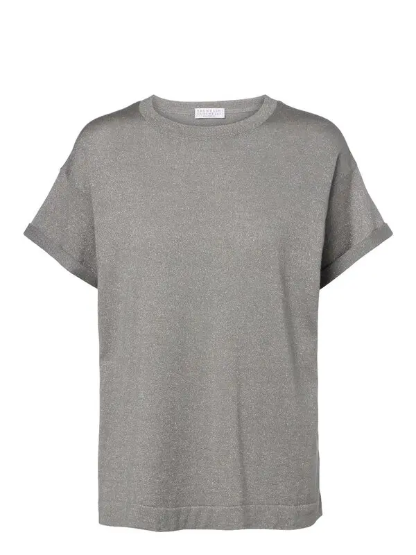 Brunello Cucinelli Cashmere And Silk-blend T-shirt - Grey
