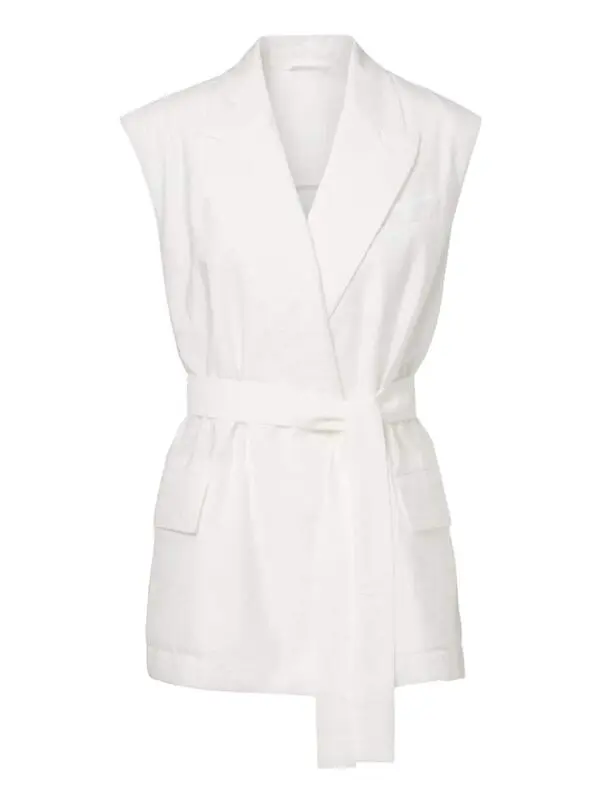 Brunello Cucinelli Belted Cotton-blend Vest - White