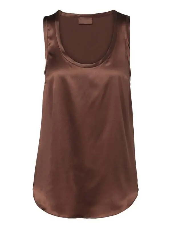 Brunello Cucinelli Silk-blend Satin Tank Top - Brown