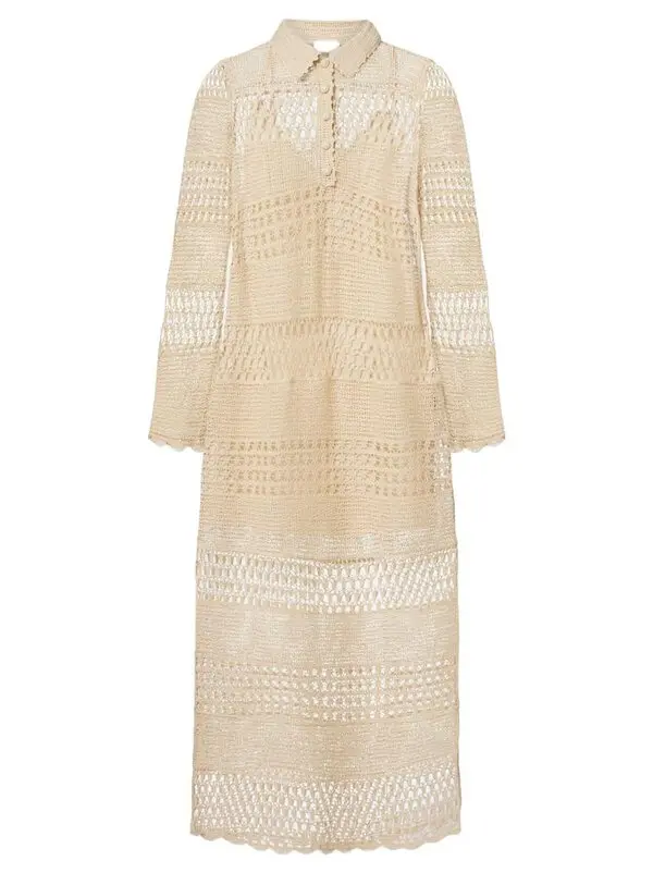 Zimmermann Wanderlust Crochet Midi Dress - Beige