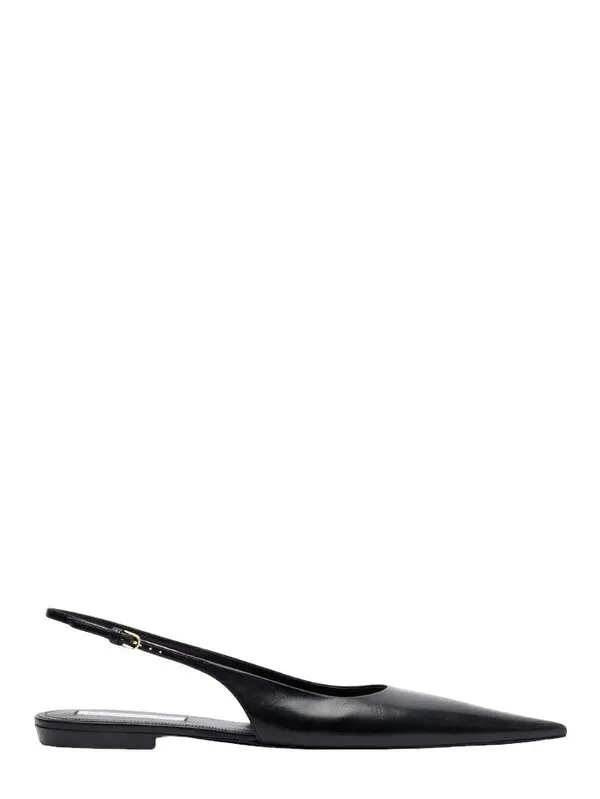 Victoria Beckham Leather Slingback Flats - Black
