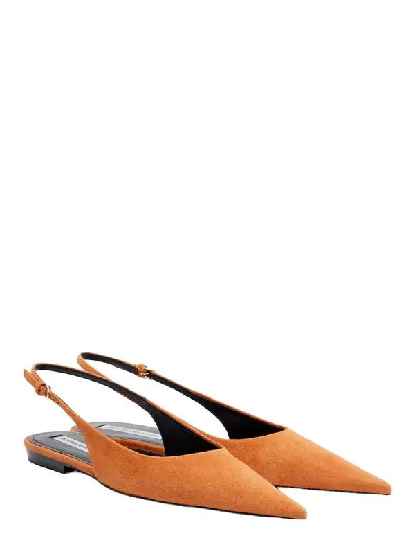 Victoria Beckham Suede Slingback Flats - Orange