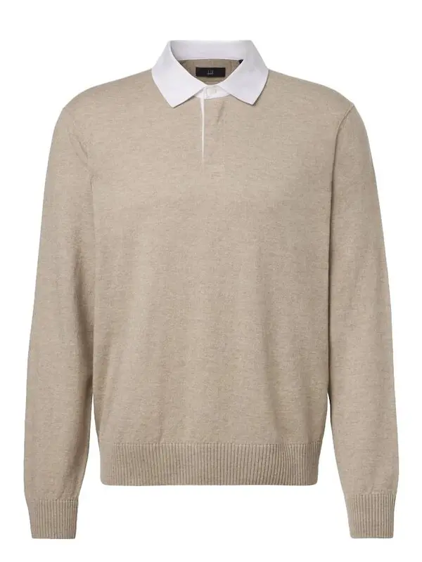 Dunhill Cashmere And Linen Polo Collar Sweater - Beige