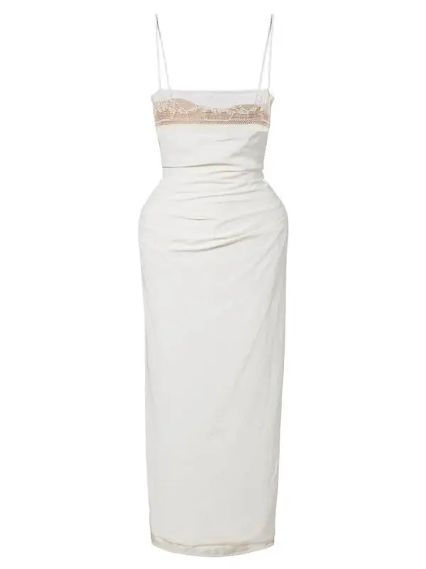 Magda Butrym Lace-trimmed Silk Corset Dress - White