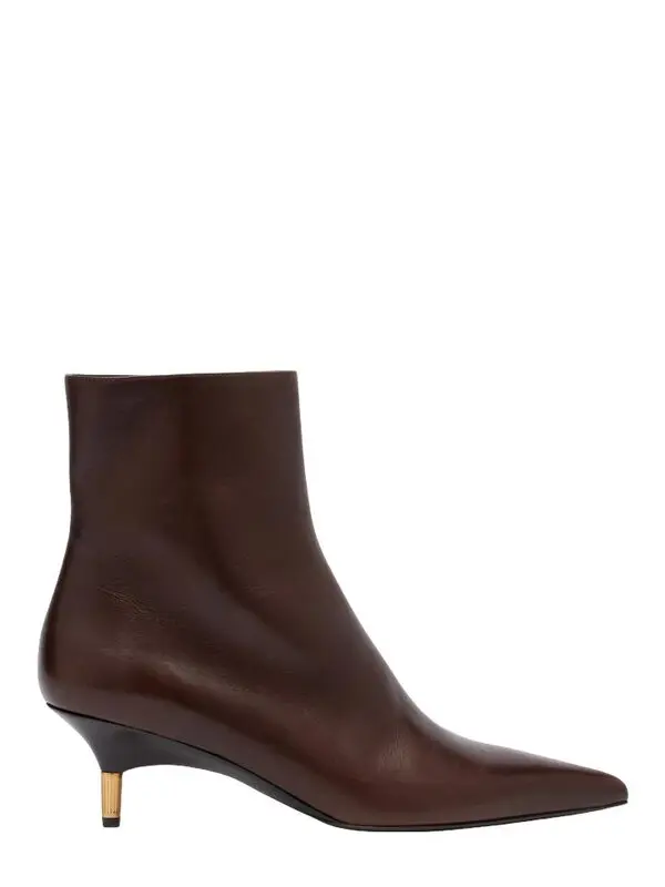 Khaite Bella 55 Leather Ankle Boots - Brown