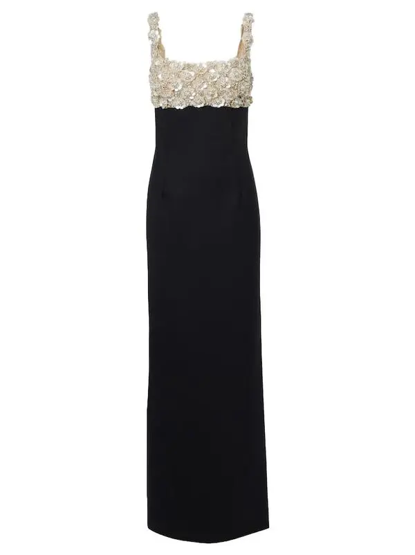 Oscar De La Renta Embroidered Bustier Gown - Black
