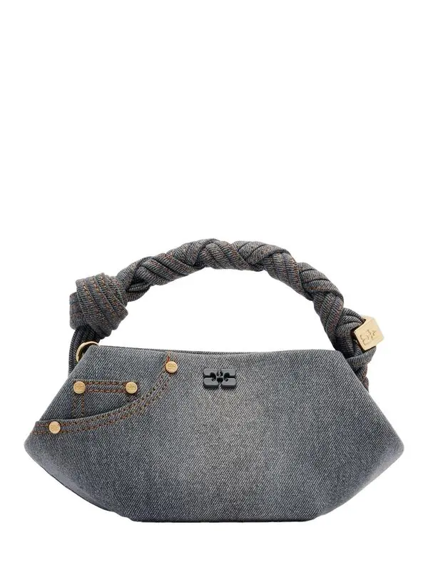 GANNI Bou Mini Denim Top-handle Bag - Grey